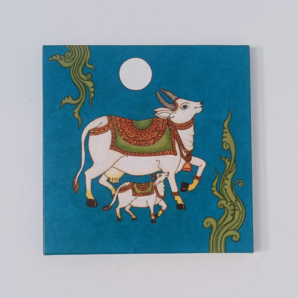 Kamadhenu and Nandi Handmade Indian Contemporary Art | Fabus Frames