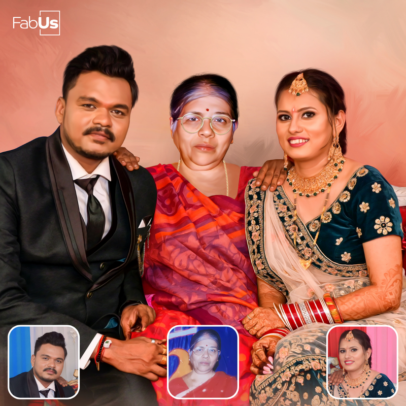 Family Portrait Painting | Digital Merge Portrait | Compilation ...