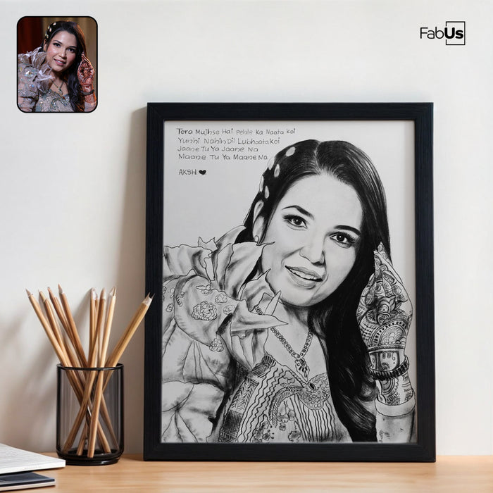 Normal Pencil Portrait Drawing & Sketch | Pencil Art Photo Frames