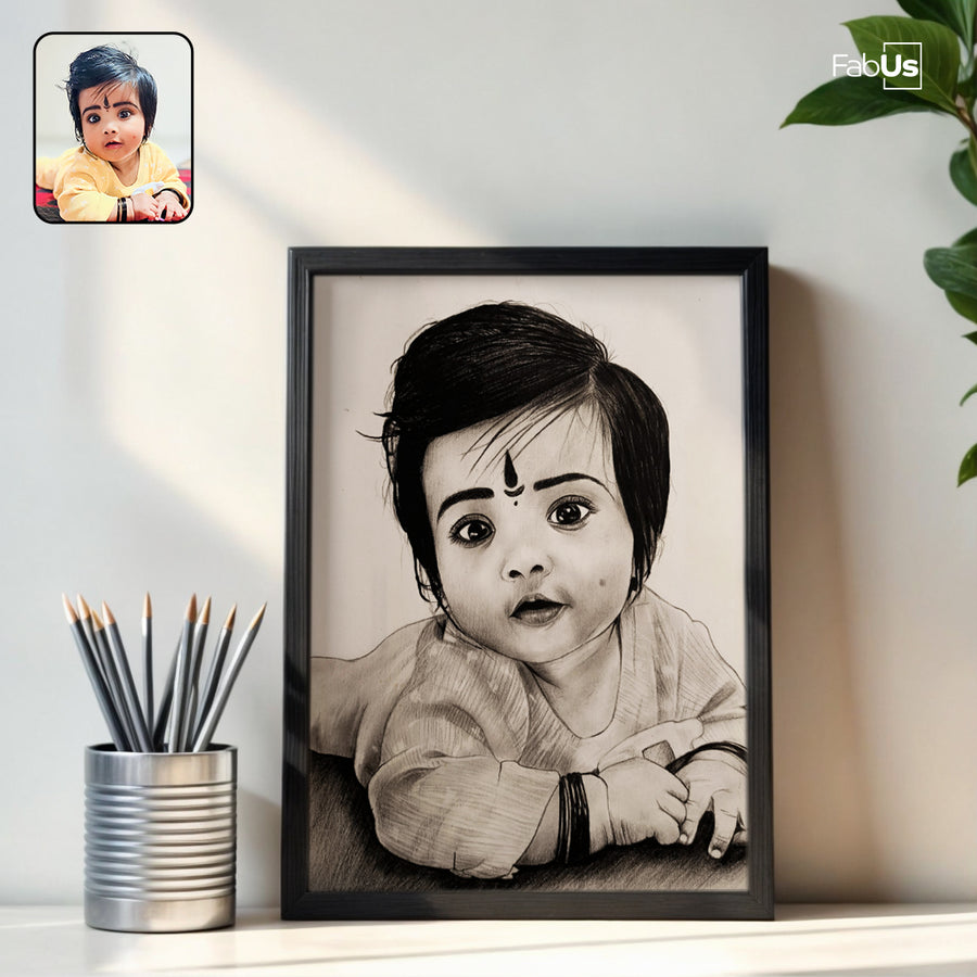 Normal Pencil Portrait Drawing & Sketch | Pencil Art Photo Frames